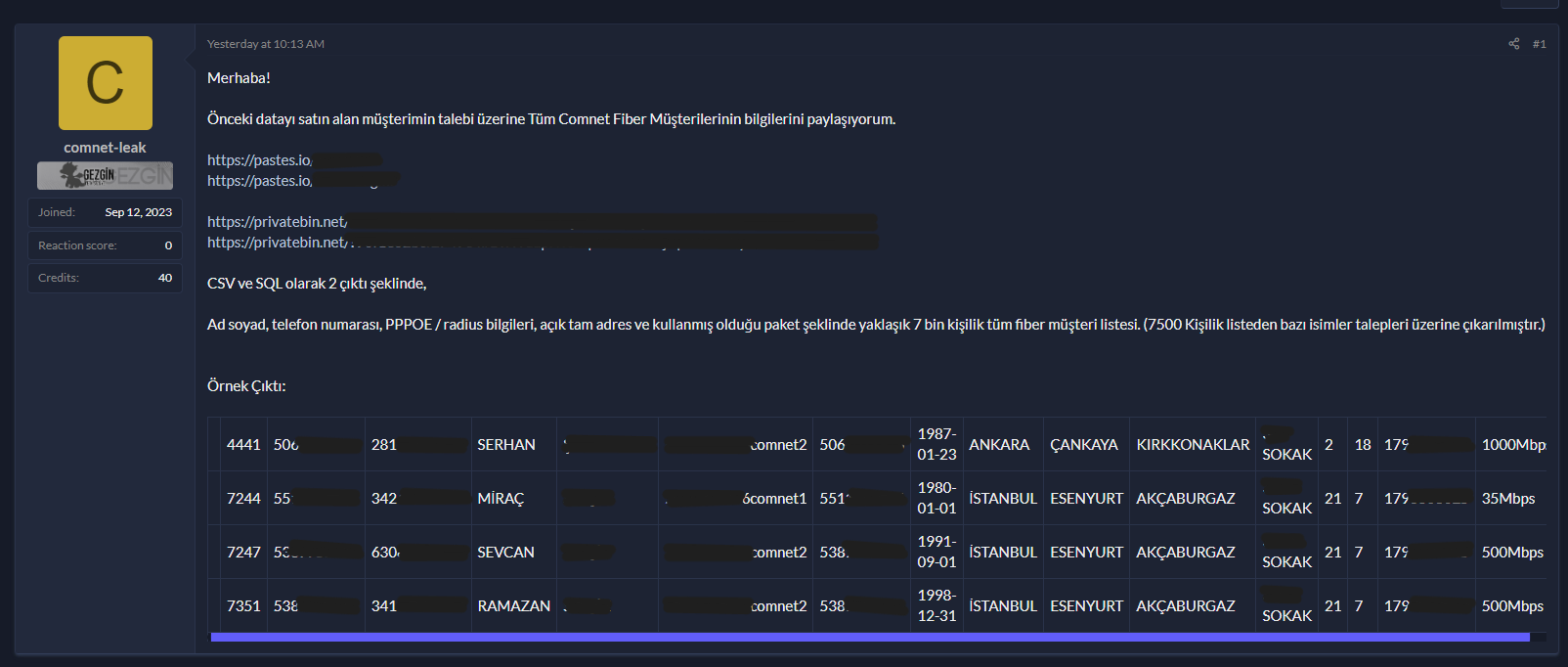 Comnet Hacklendi - Veriler Sızdırıldı İddiası - Barış Teksin